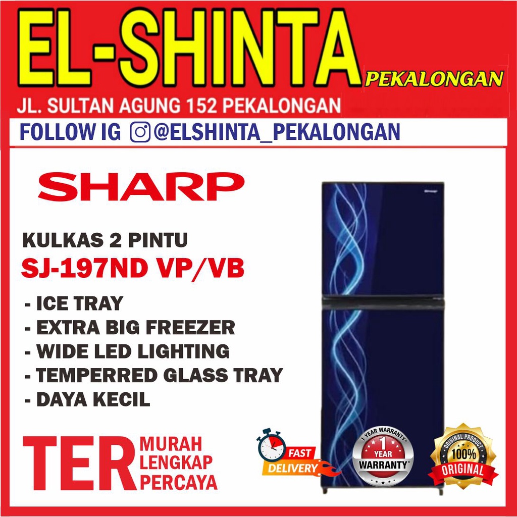 Jual Kulkas Sharp SJ 197 VB/VR | Shopee Indonesia