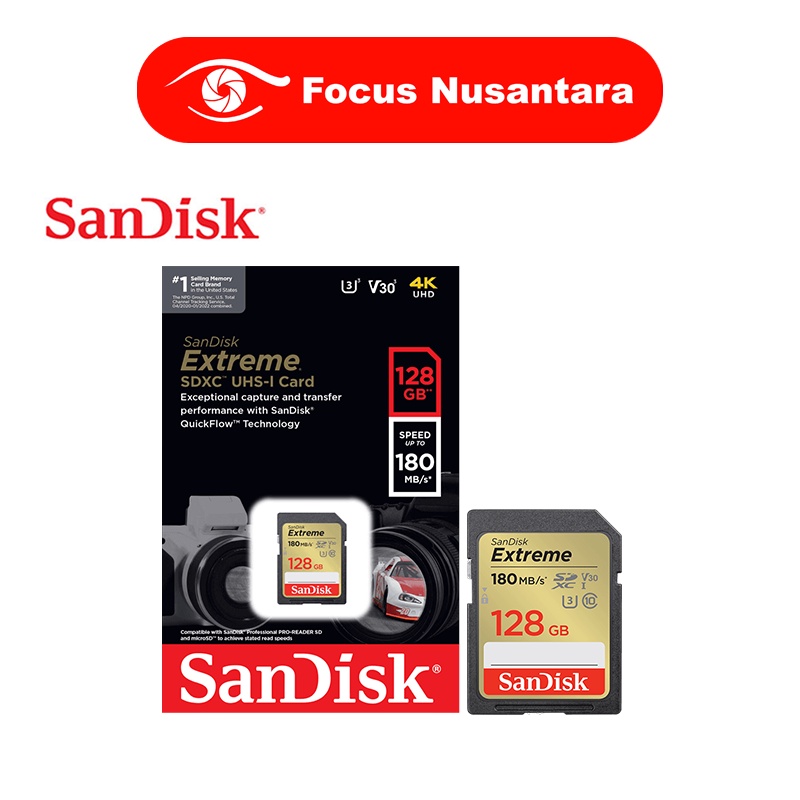 Jual SANDISK Extreme SDXC UHS-I 128GB (180mb) Memory Card - Garansi Resmi | Shopee Indonesia