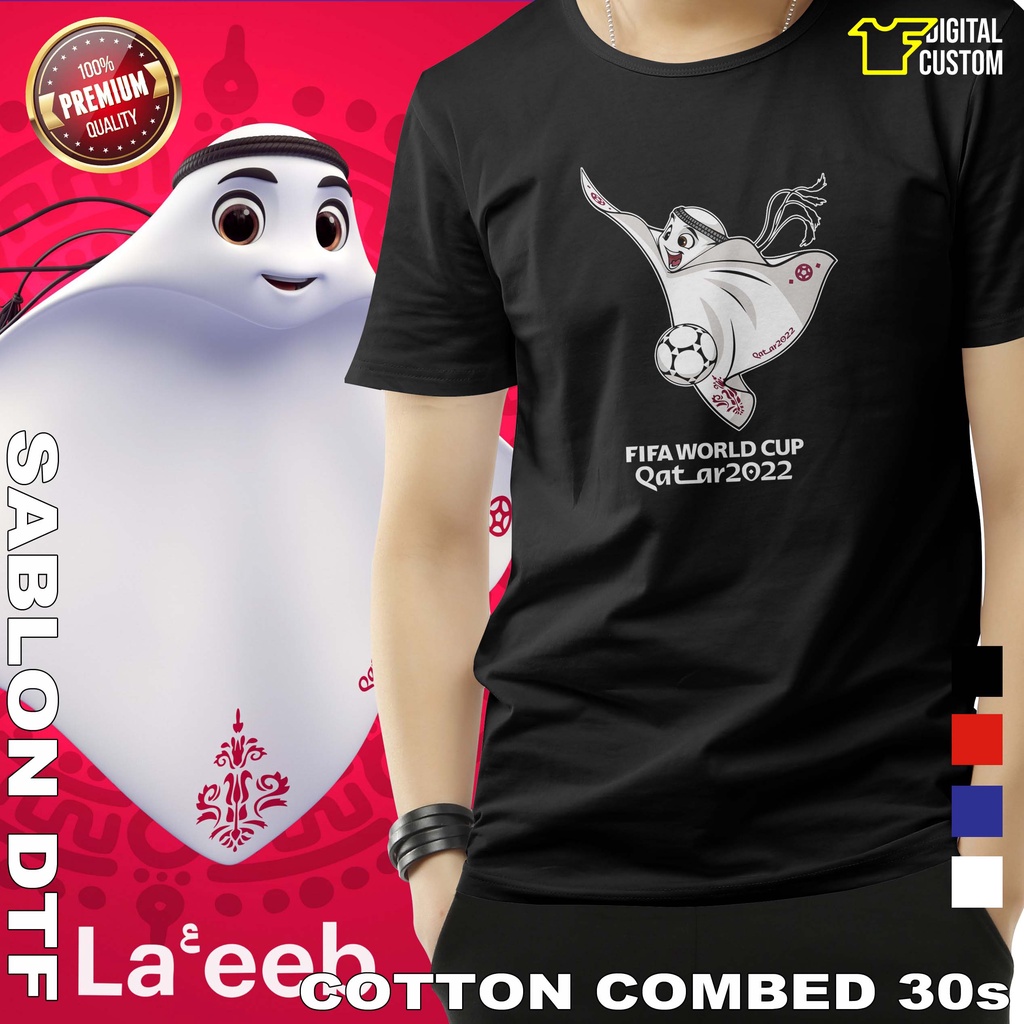 Jual T Shirt Baju Kaos Sepak Bola La'eeb Maskot Mascot Official Piala Dunia FIFA World Cup Qatar ...
