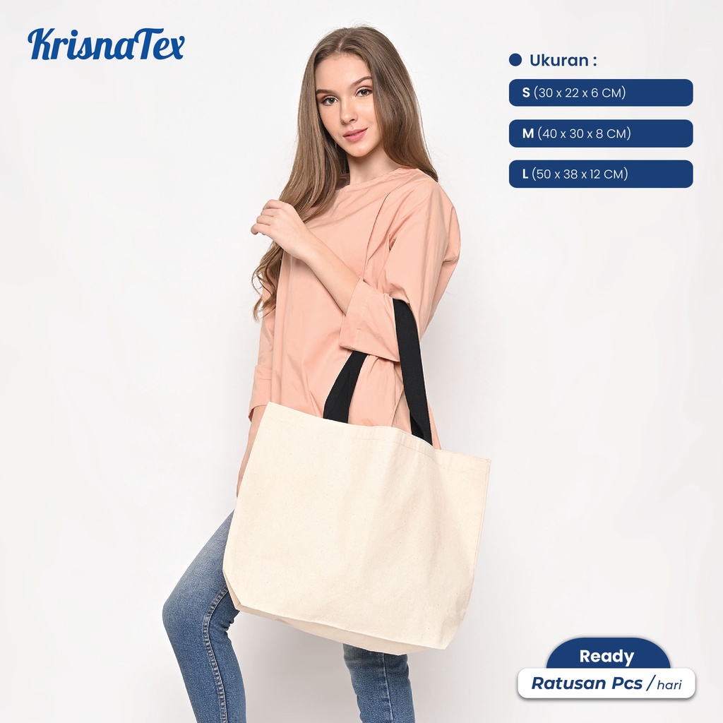 Jual KRISNATEX Tote Bag Alas Kanvas Natural Polos| Tas Belanja Casual ...