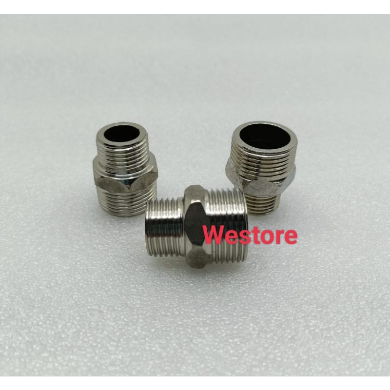 Jual Double Nepel Drat Luar 1/2 x 3/4 Stainless | Shopee Indonesia