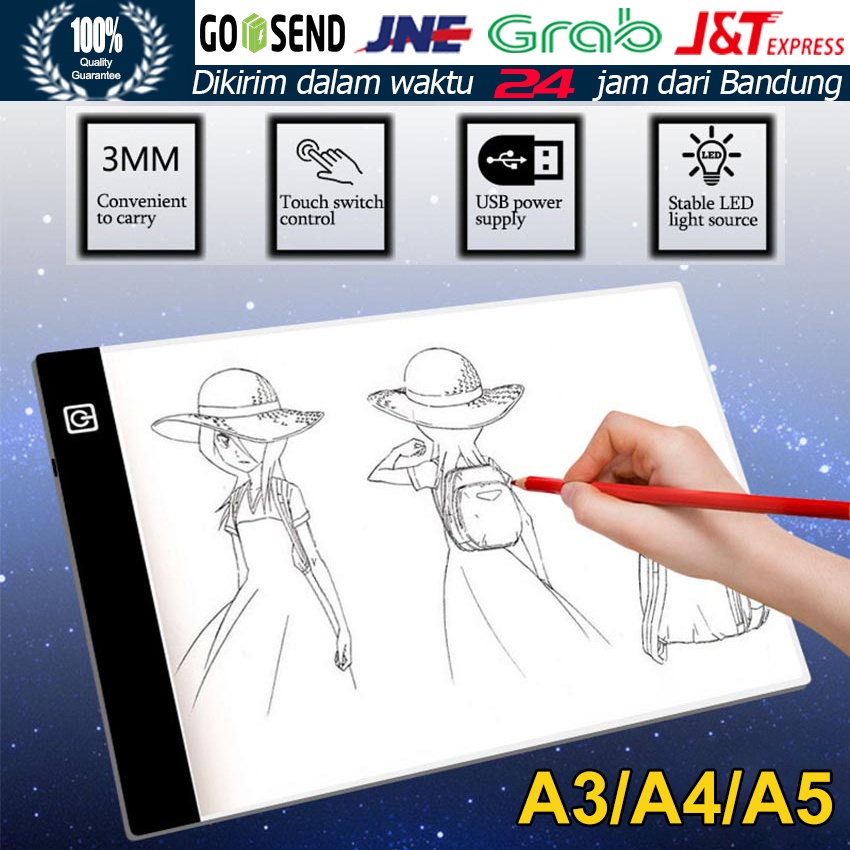 Jual A5 / A4 / A3 Stepless Dimming LED Painting Tracing Board Copy Pad ...