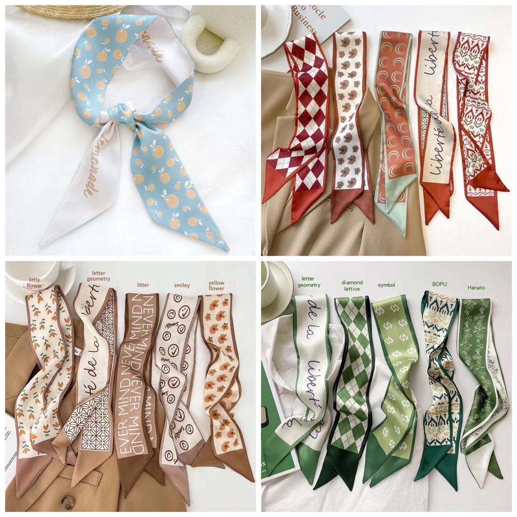 Jual Scarf Tas Syal Katun Ikat Rambut Korea Berbagai Motif Headband ...