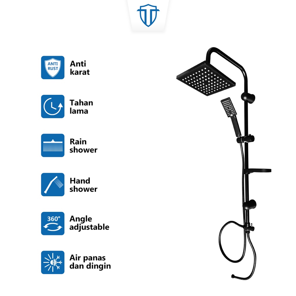 Jual TODAX Shower Tiang Set Black Series - Shower Mandi Warna Hitam ...