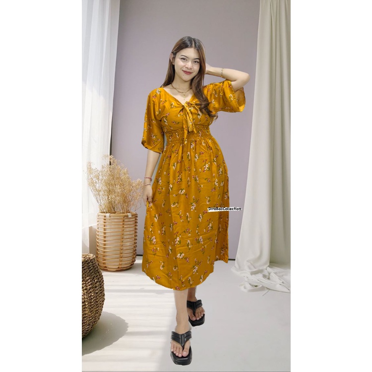 Jual DRESS PINKA MOTIF BUNGA AZALEA BALI TERLARIS | Shopee Indonesia