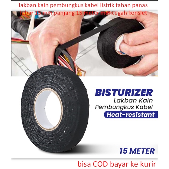 Jual lakban kain pembungkus kabel listrik tahan panas lebar 15 mm ...