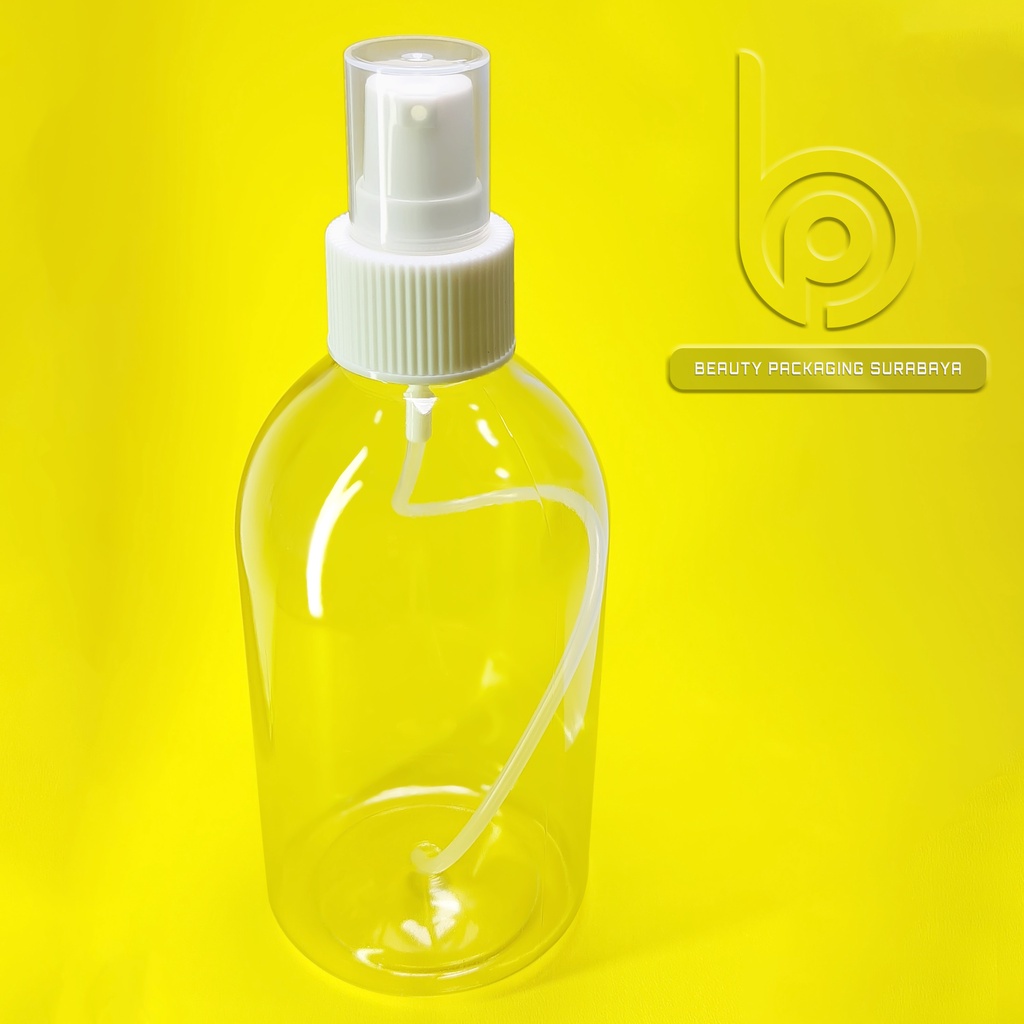 Jual Botol plastik PET 250ml Oval bening tutup pump treatment HC putih | Shopee Indonesia
