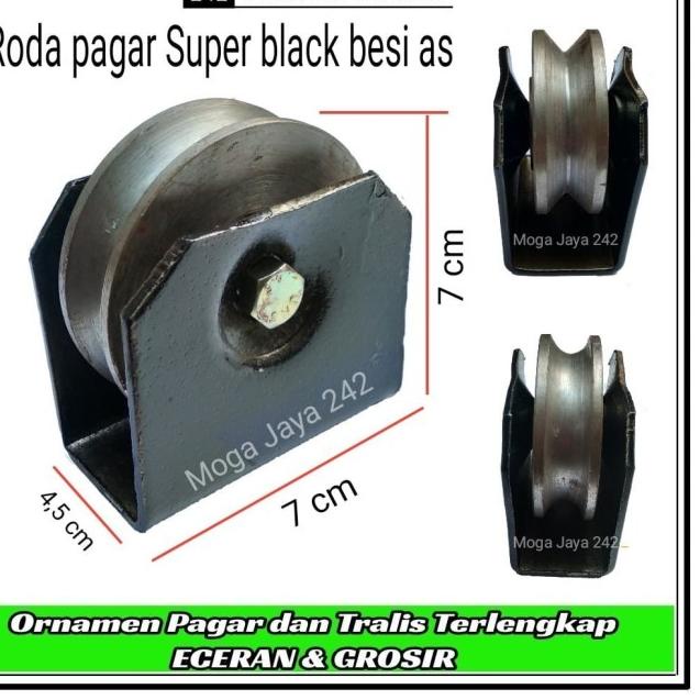 Jual roda pagar SUPER BLACK besi as 7cm original produk - Rell Bulat ...
