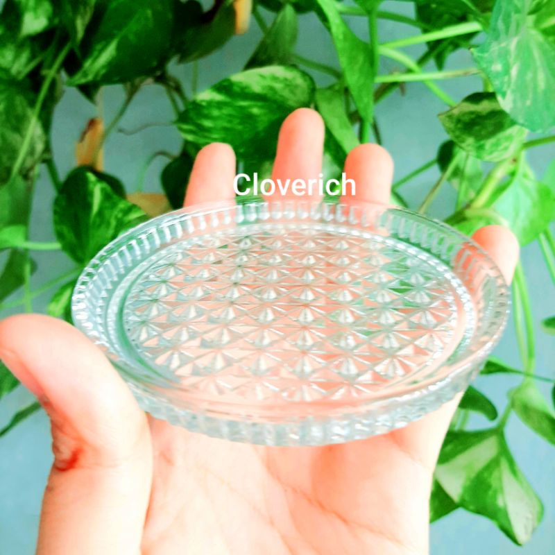 Jual FLOWER MINI PLATE TATAKAN GELAS KACA COASTER TUTUP GELAS KACA ...