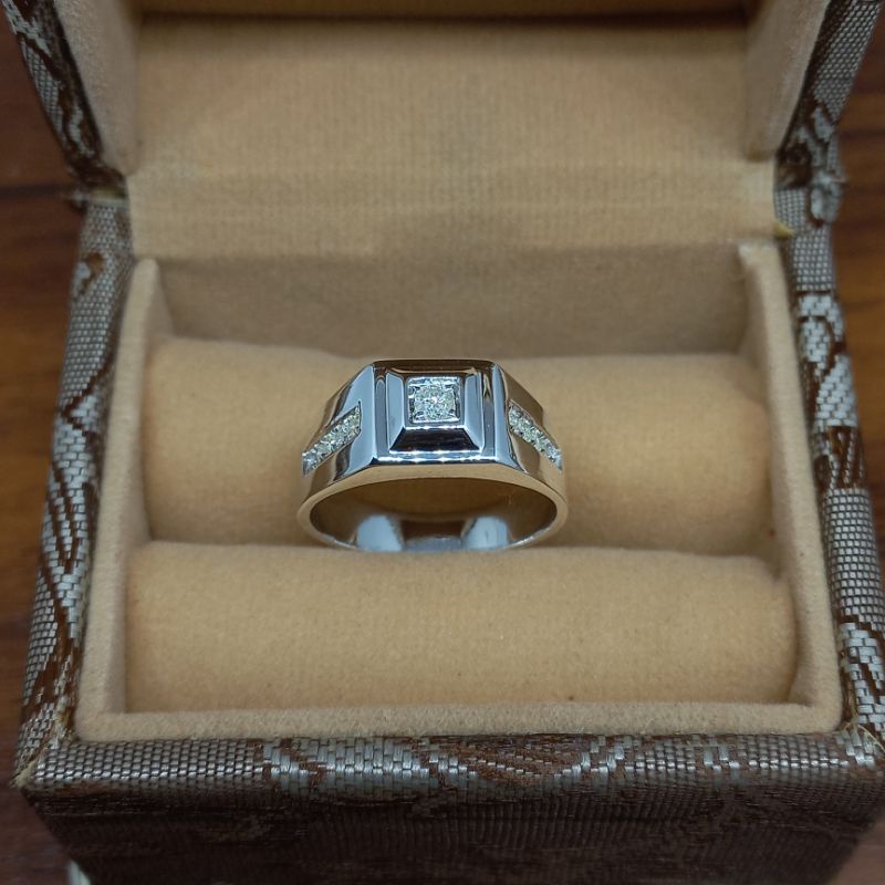 Jual cincin berlian pria perak simple mewah Free Memo | Shopee Indonesia