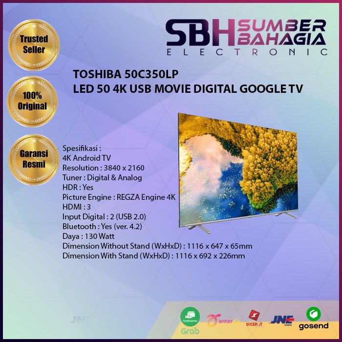 Jual TOSHIBA 50C350LP LED 50 4K USB MOVIE DIGITAL GOOGLE TV (NEW ...