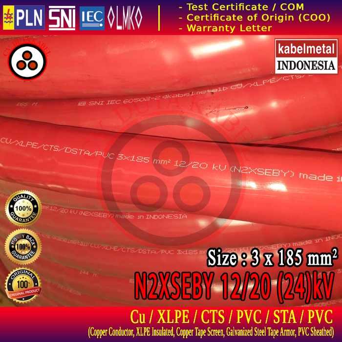 Jual Kabel N2XSEBY 3x185 mm2 20kV SUPREME CABLE / KABELMETAL (KMI ...