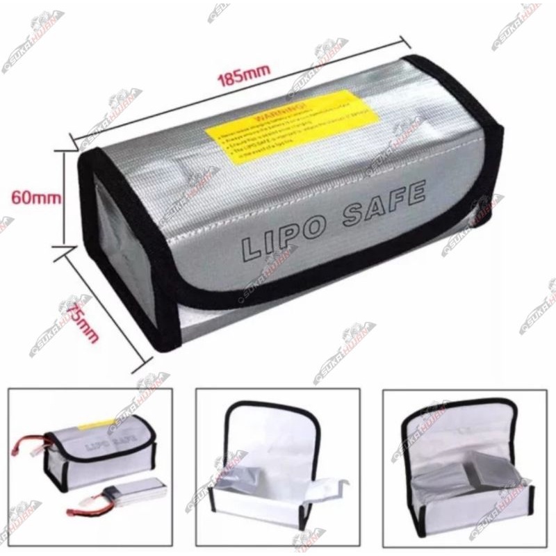 Jual Lipo Safe Bag Fireproof Battery Bag RC Lipo Bag Storage 185*75 ...