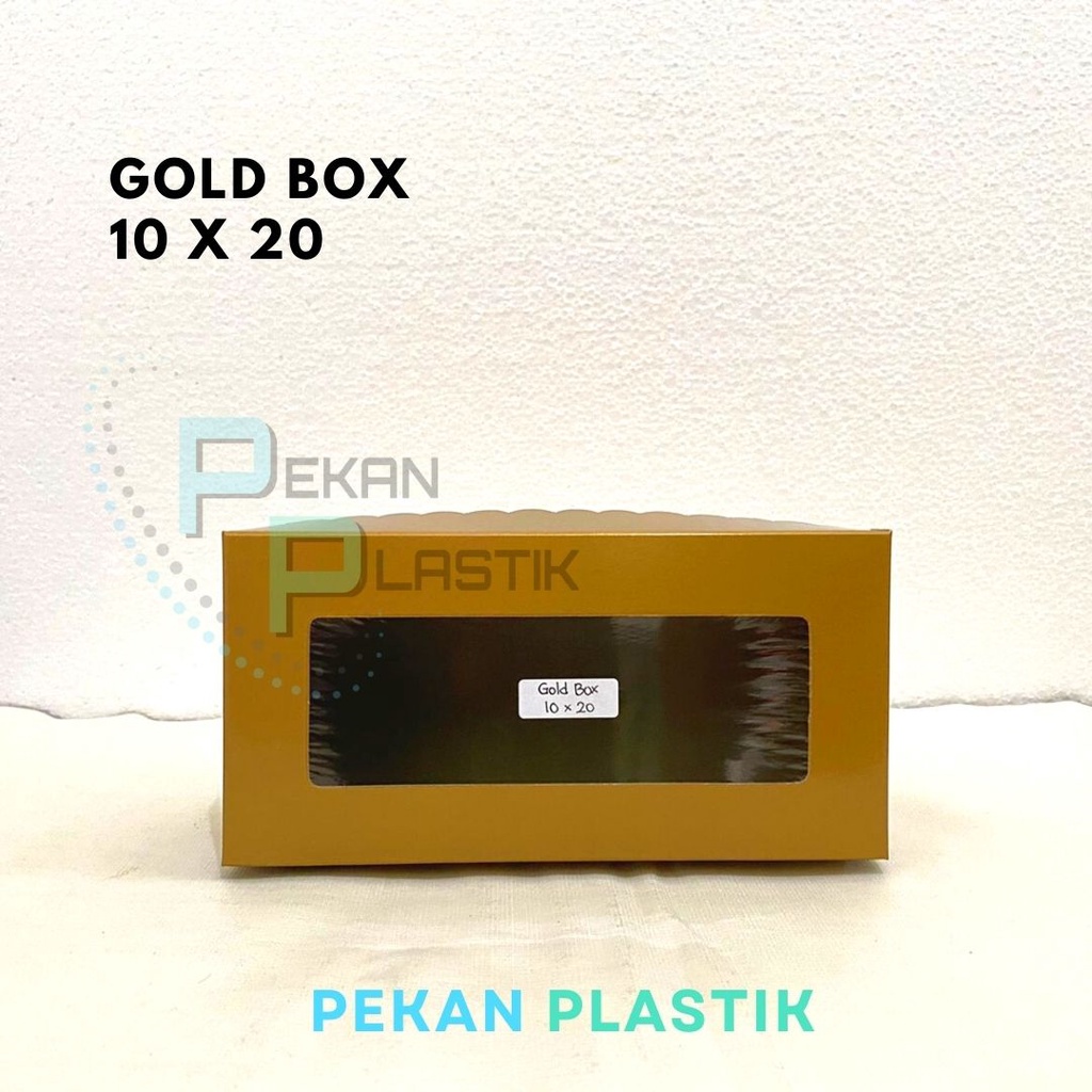 Jual 10 pcs Box Emas 20 x 10 x 7.5 cm / Mika FujiBox Dus Kue Warna Gold ...