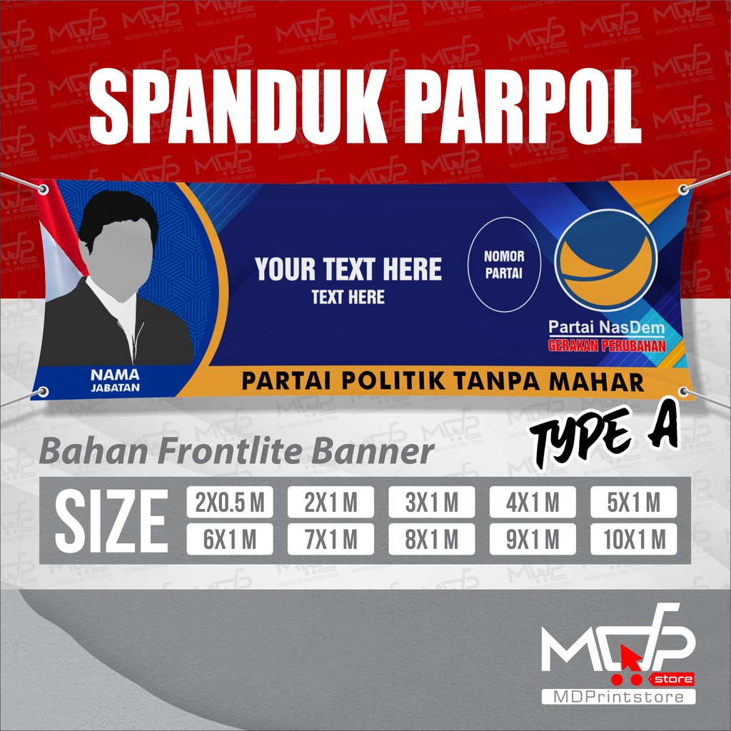 Jual SPANDUK 6X1 BANNER PARPOL PARTAI POLITIK KAMPANYE PEMILU NASDEM ...