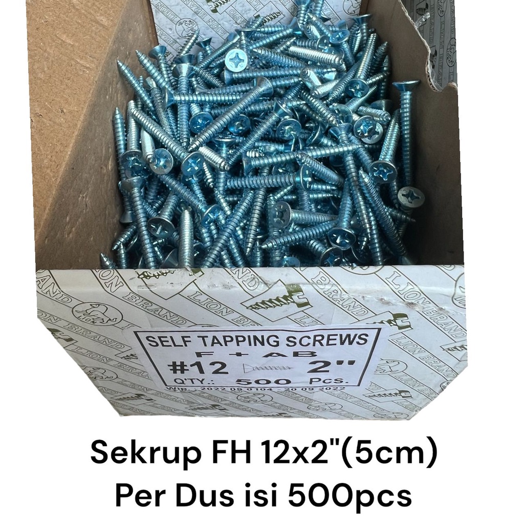 Jual PER DUS F+AB 12 x 2" (panjang 5cm ) sekrup tapping lion brand ...