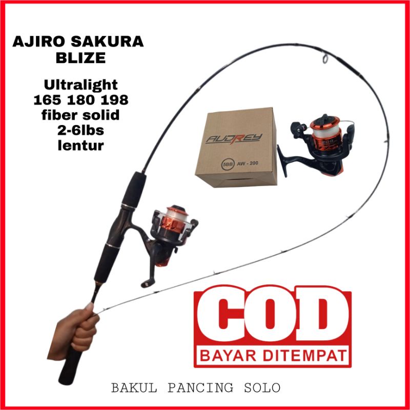 Jual Satu Set Joran pancing ul ultralight lentur fiber solid murah ajiro sakura Bless 150 165 ...