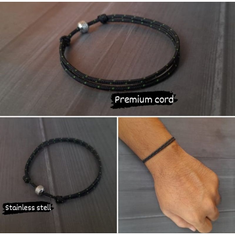Jual Gelang Tali Pria Original - HITAM | Premium Cord Bracelet ...