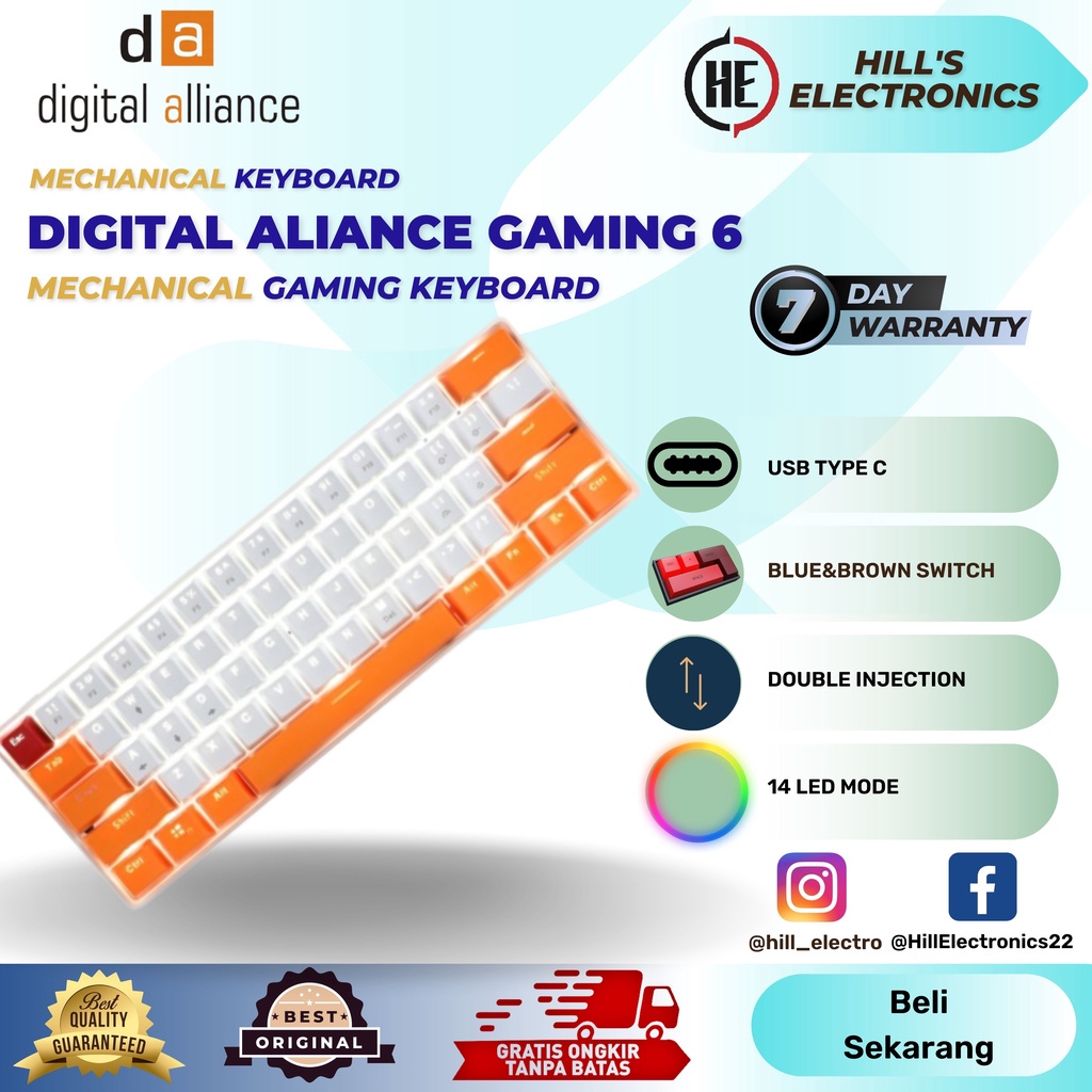 Jual Digital Alicane Mecca 6 Air White Wireless Keyboard - Black Switch ...