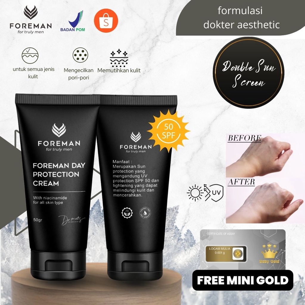 Jual Sun Screen SPF 50 UV Protection sun block Cream siang Foreman Day ...