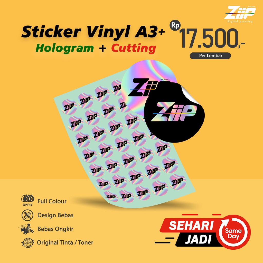 Jual Cetak Sticker Label Vinyl Hologram A3+ Include Cutting | Shopee ...