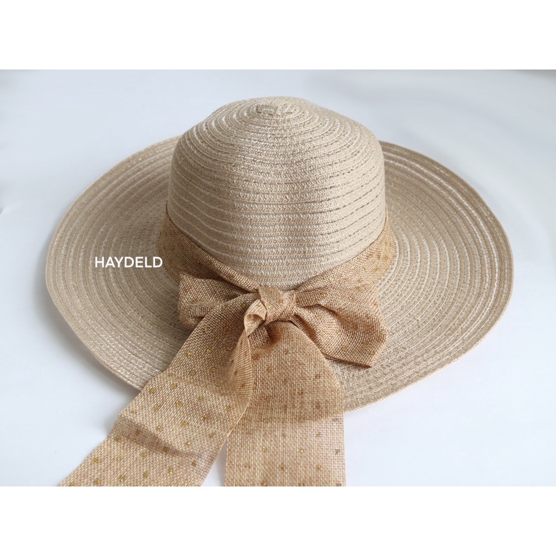 Jual HAYDELD - Emily Wide Hat | Topi Pantai dengan Pita | Topi Rajut | Topi Jaring Pantai ...