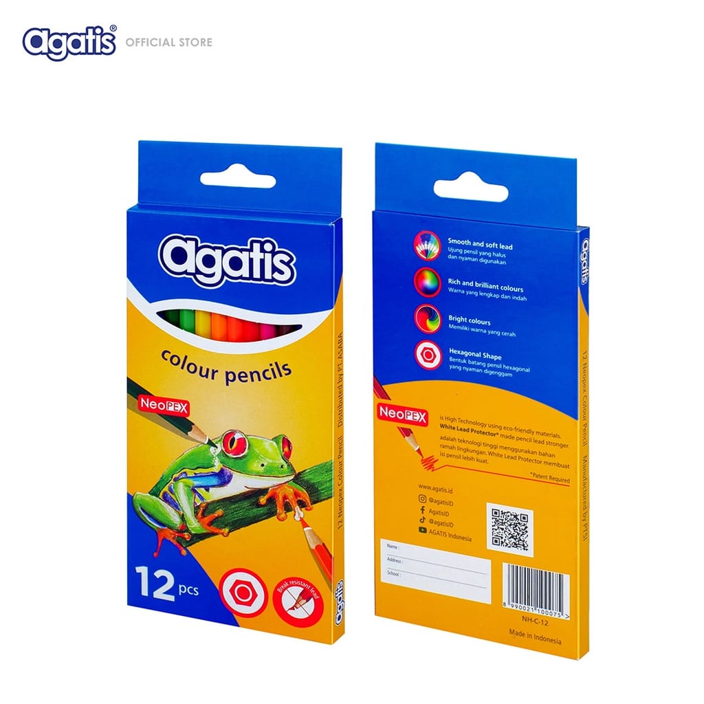 Jual Agatis NEOPEX Pensil Warna Hexagonal 12 Warna Panjang | Shopee ...