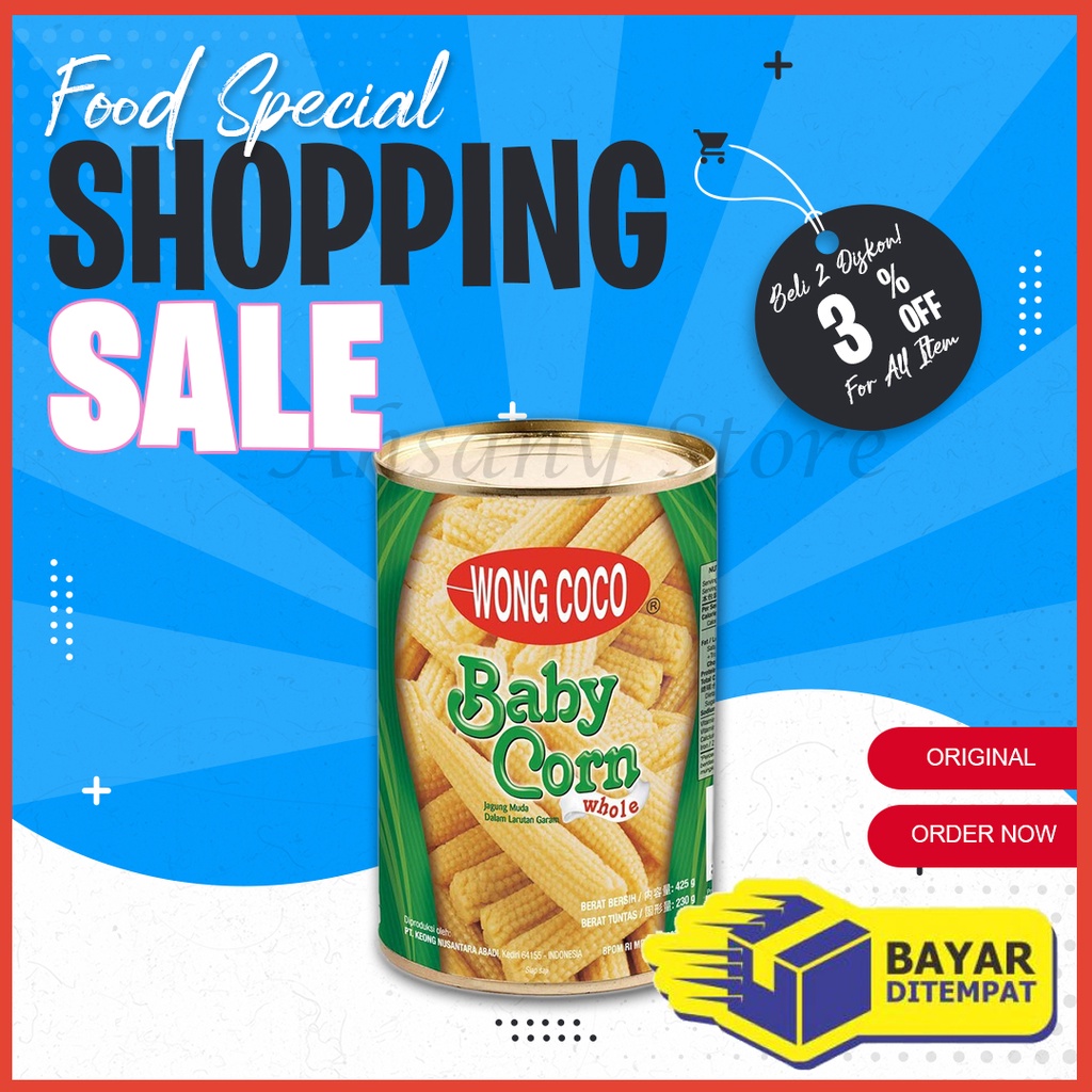 Jual Jagung Muda Baby Corn Whole Kaleng Wong Coco | Shopee Indonesia