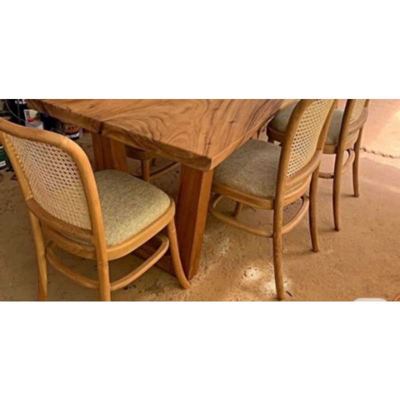 Jual SET KURSI MAKAN ROTAN JOK KAYU JATI ASLI | MEJA MAKAN SET KAYU JATI ROTAN MINIMALIS VINTAGE ...