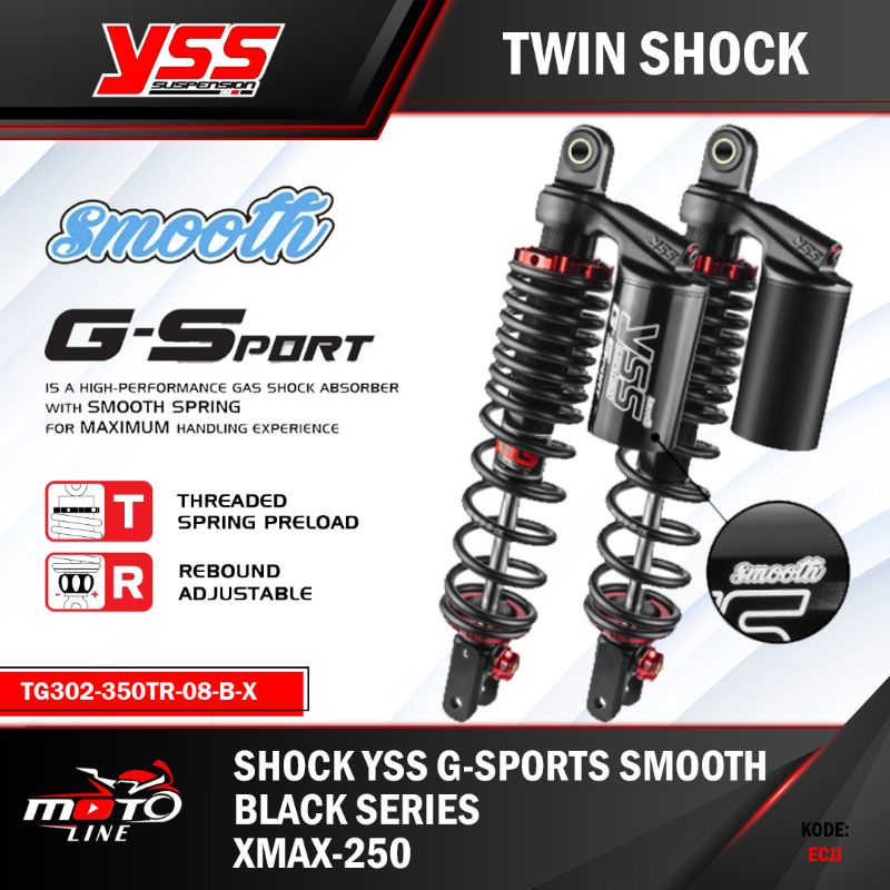 Jual Shock Shockbreaker YSS G SPORT XMAX 250 Smooth Black Series 350mm | Shopee Indonesia
