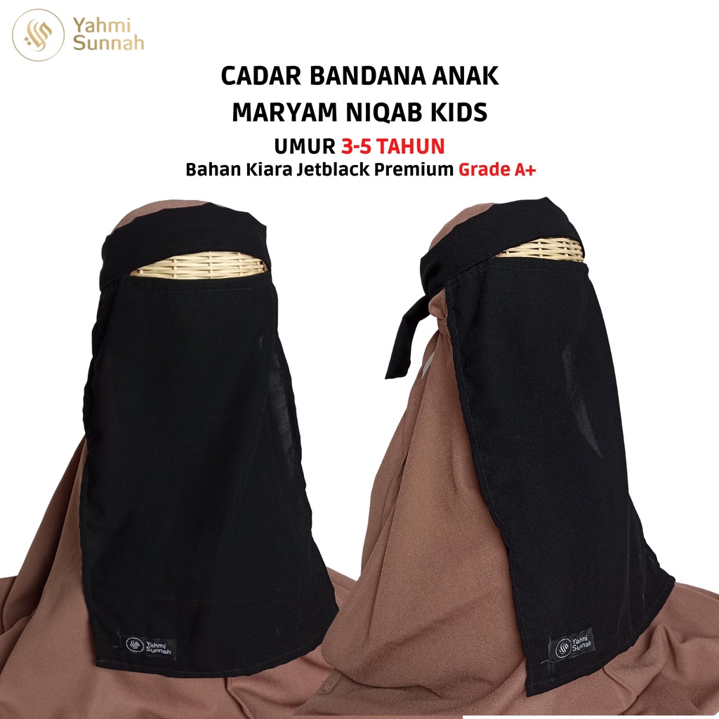 Jual Cadar Anak Niqab Bandana Kiara Jetblack Premium Maryam Niqob Kids | Shopee Indonesia