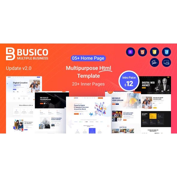 Jual Busico - Premium Bootstrap Multipurpose HTML Template | Shopee ...