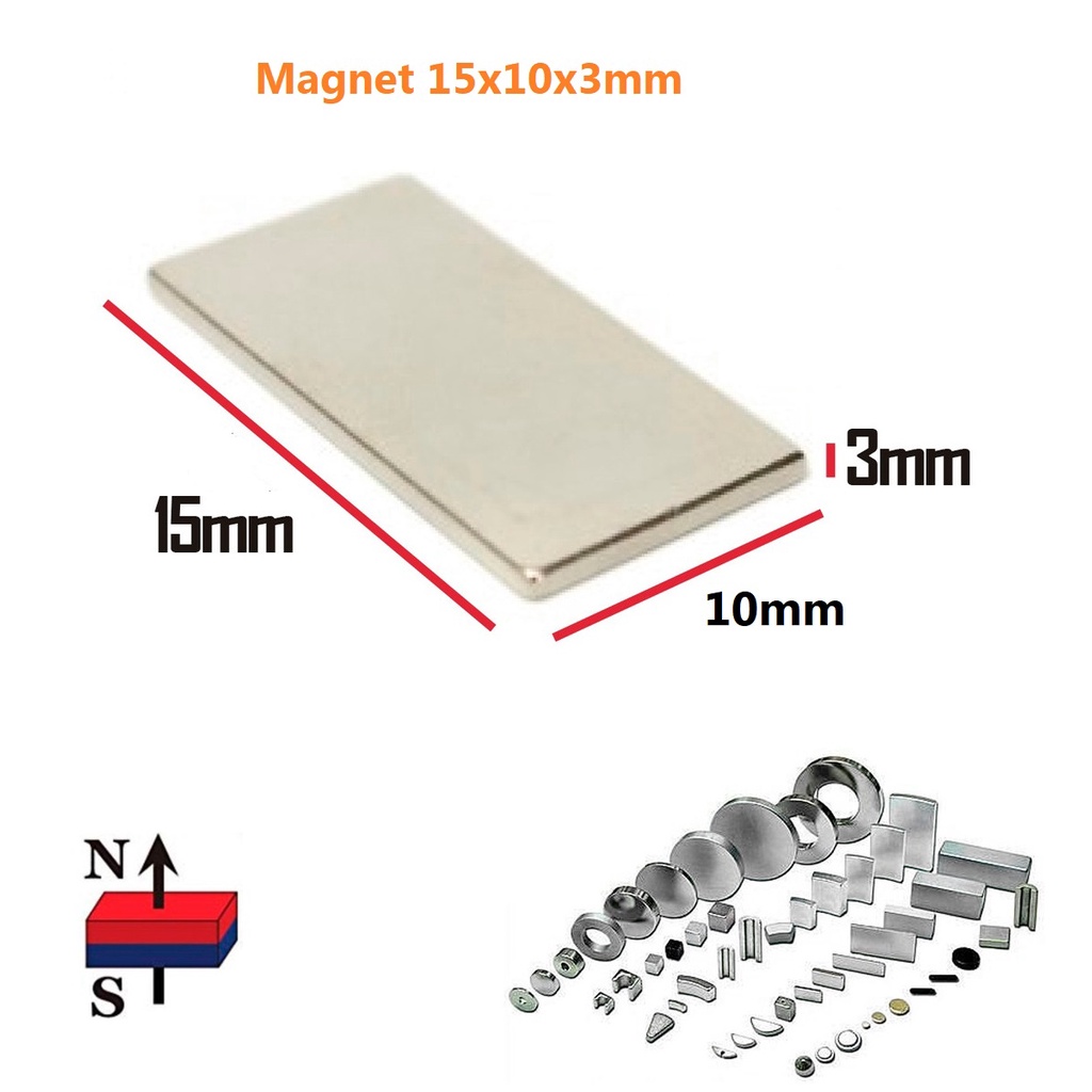 Jual 1Pcs Magnet Neodymium super kuat kotak 15x10x3 15x10x3mm Putih N35 ...