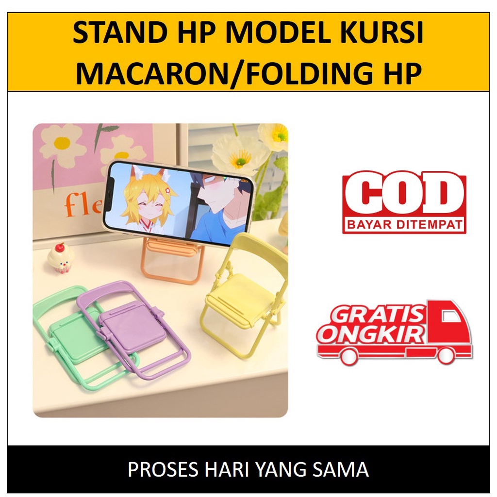 Jual Folding Stand HP Kursi Macaron Sandaran HP Holder HP Kursi Lipat ...