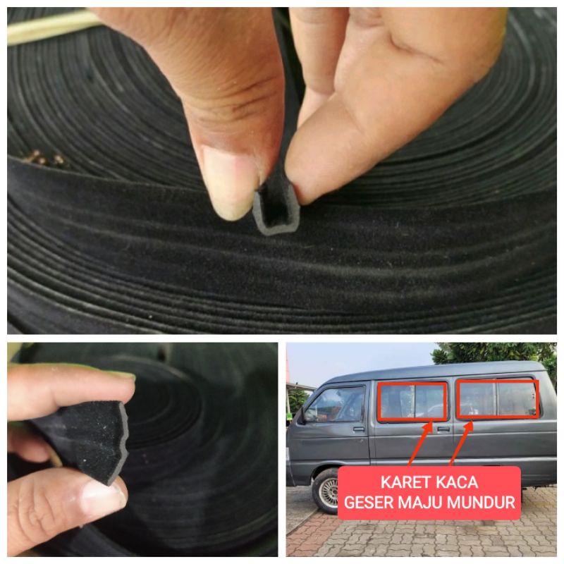 Jual karet rel kaca geser maju mundur / karet kaca bludru tipis ...