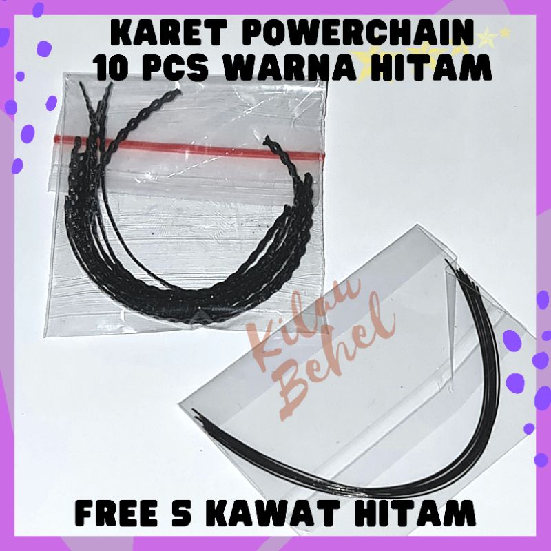 Jual Karet Power Chain 10 pcs Warna Hitam Free 5 Kawat | Shopee Indonesia