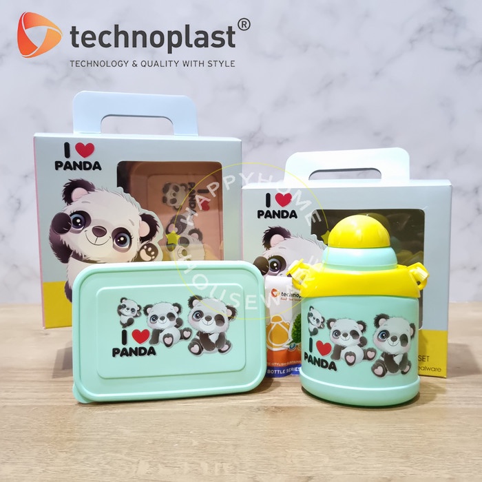 Jual Technoplast Paket Value Pack SCHOOL Cute Panda Lunch Box & Botol Air | Shopee Indonesia