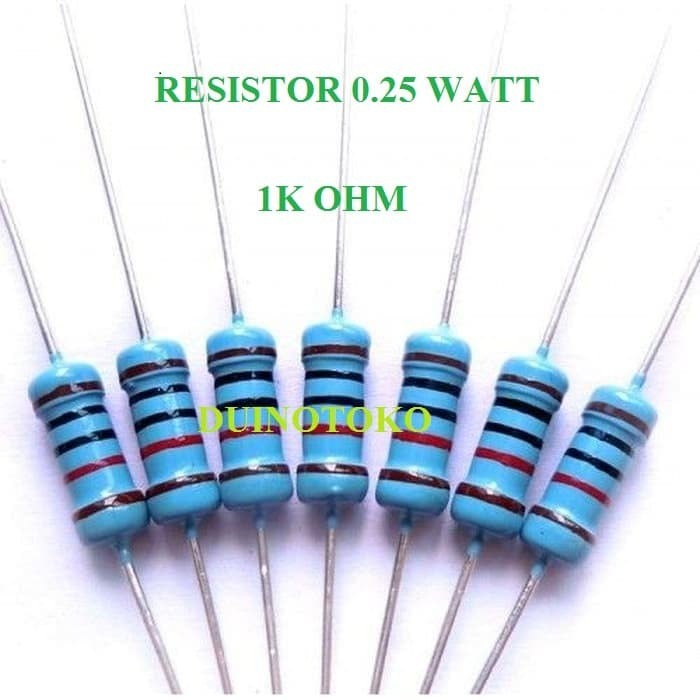 Jual Resistor 0.25W Resistor 1K ohm 0.25watt Resistor 1/4 watt 1K ohm ...