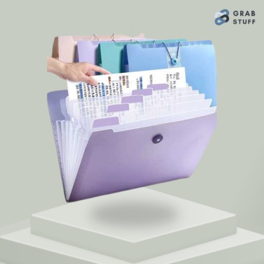 Jual Tas Folder Plastik Kertas A4 Multi Layer Storage 12 Grid + Stiker ...