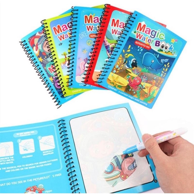Jual PAPAN MAGIC WATER BOOK MAGIC WATER PEN BUKU GAMBAR MEWARNAI GABAR ...