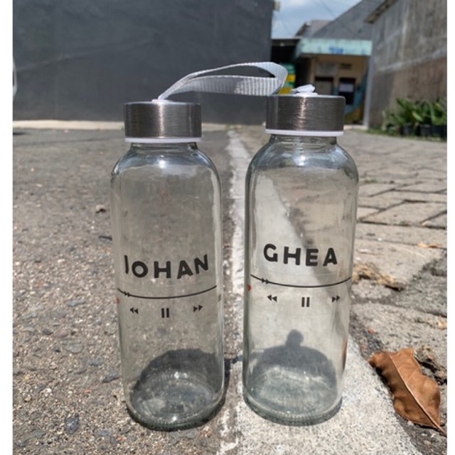 Jual KADO UNIK || BOTOL KACA MINUM CUSTOM NAMA || 420ml | Shopee Indonesia