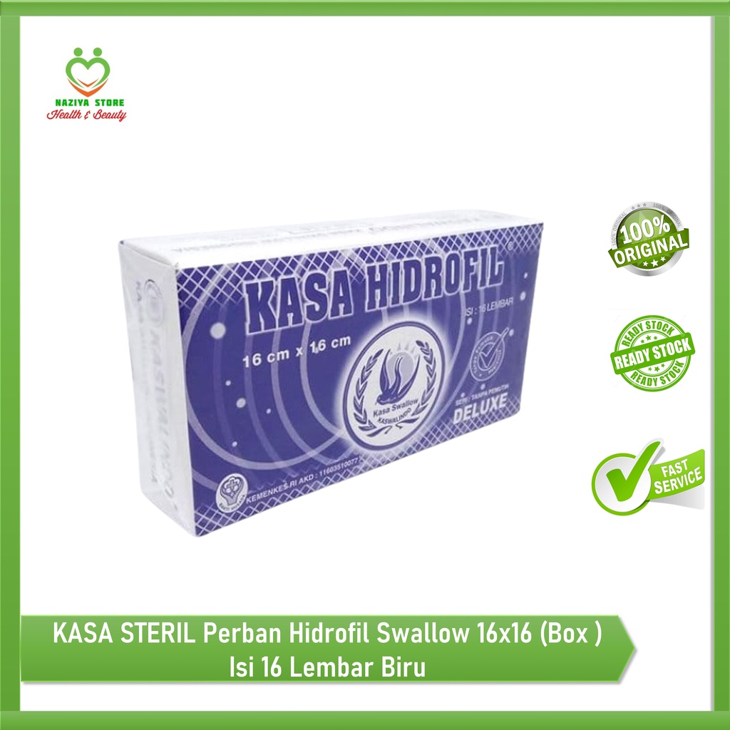Jual KASA KASSA STERIL Perban Hidrofil Swallow 16x16 1 Box Isi 16 ...