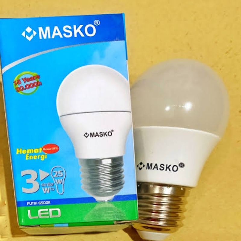Jual Lampu Bohlam Bulb LED E27 3W 3 Watt MASKO Putih CDL | Shopee Indonesia