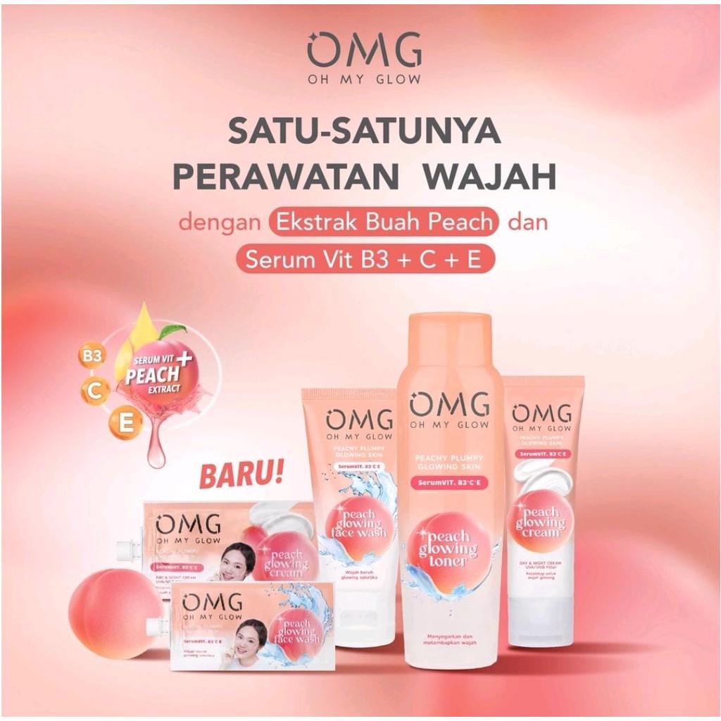 Jual ORIGINAL OMG Oh My Glow Skin Care Peach Glowing Glam Edition Face ...