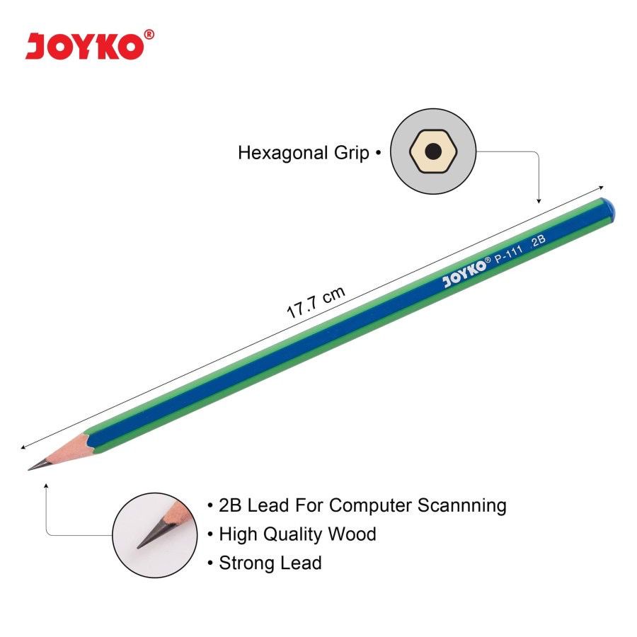 Jual (1 Biji) Pensil JOYKO 2B P-111 / Pensil Joyko P-111 2B / Pensil ...