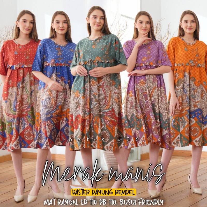 Jual (Semerbak) Daster batik etnik payung wanita busui rayon murah ...