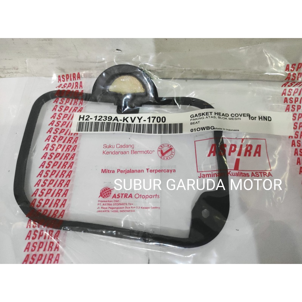 Jual KARET HEAD COVER GASKET PAKING TUTUP KLEP BEAT SCOOPY SPACY TIPE KVY MERK ASPIRA KUALITAS ...