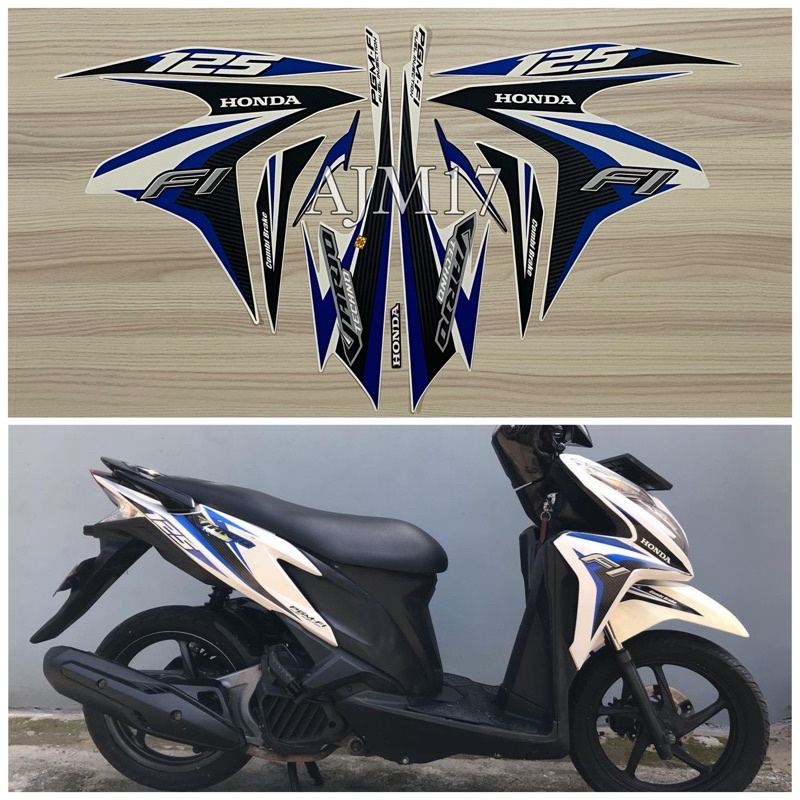 Jual STIKER STRIPING VARIO TECHNO 125 TAHUN 2014 PUTIH LIS BIRU ...