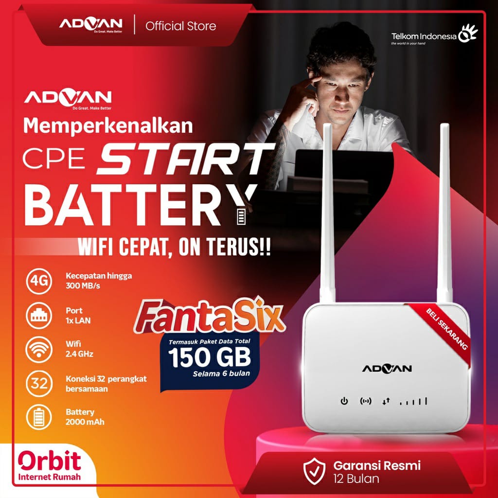 Jual Orbit Advan CPE Start Modem Router Wifi 4G Free Kuota 150GB ...