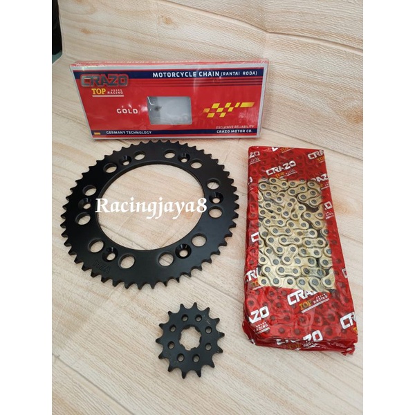 Jual Gear set VZM hitam CRF 150L set Rantai crazo gold harian supermoto ...